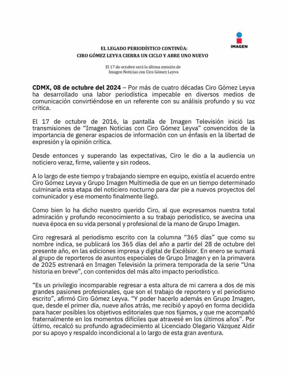 Ciro Gómez Leyva entrega estafeta a Nacho Lozano para su noticiero